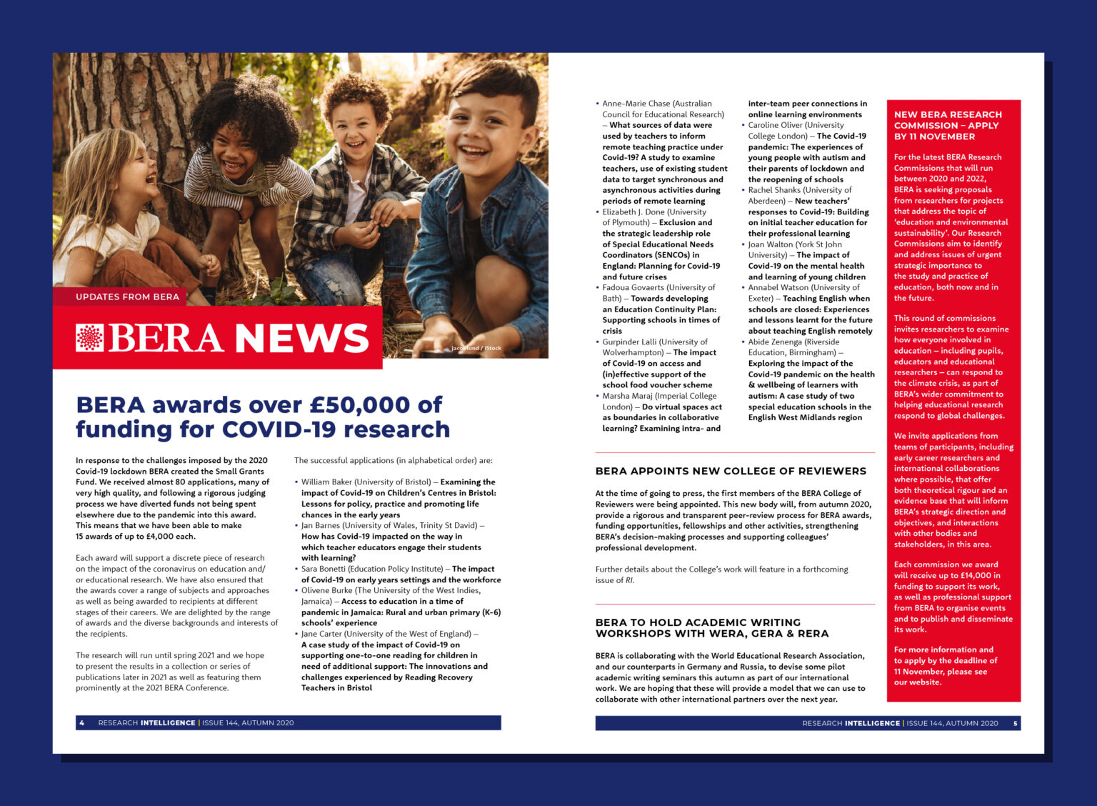 Magazine creation for BERA Research Intelligence magazine
