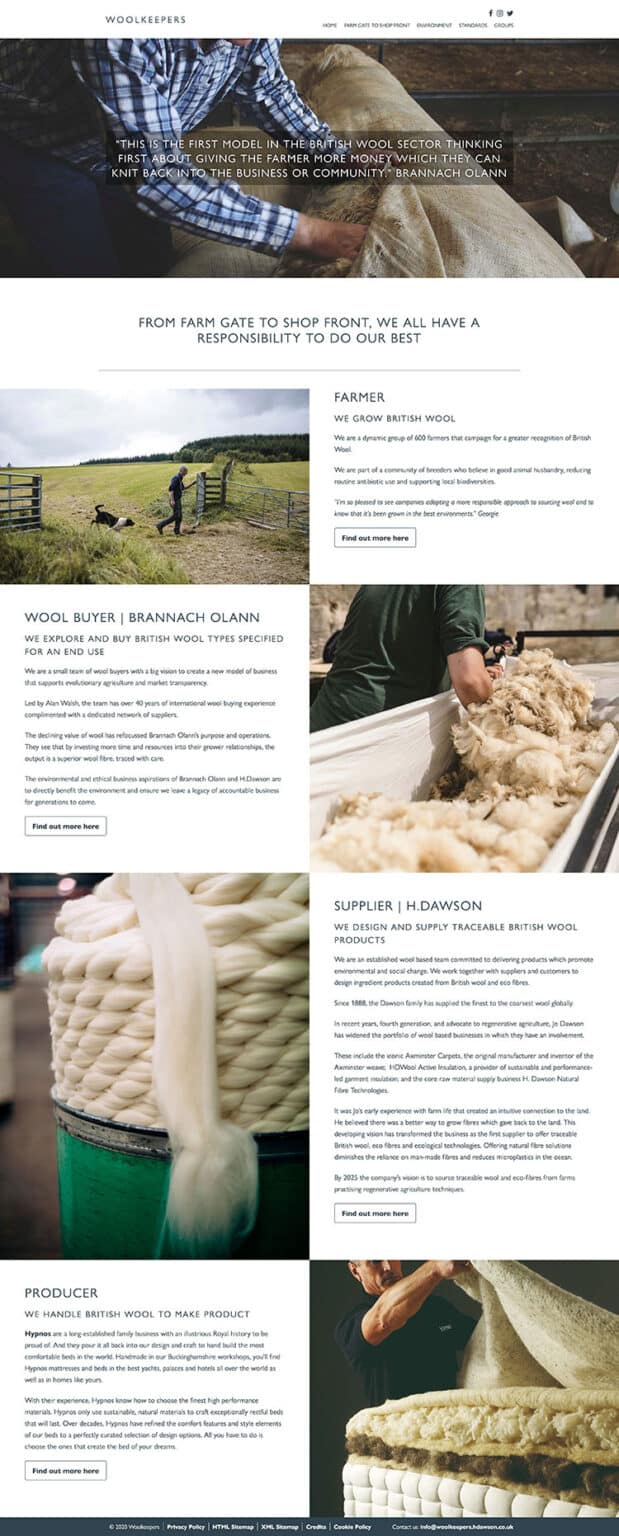Web design and build for Wool Keepers - Data-driven WordPress website.